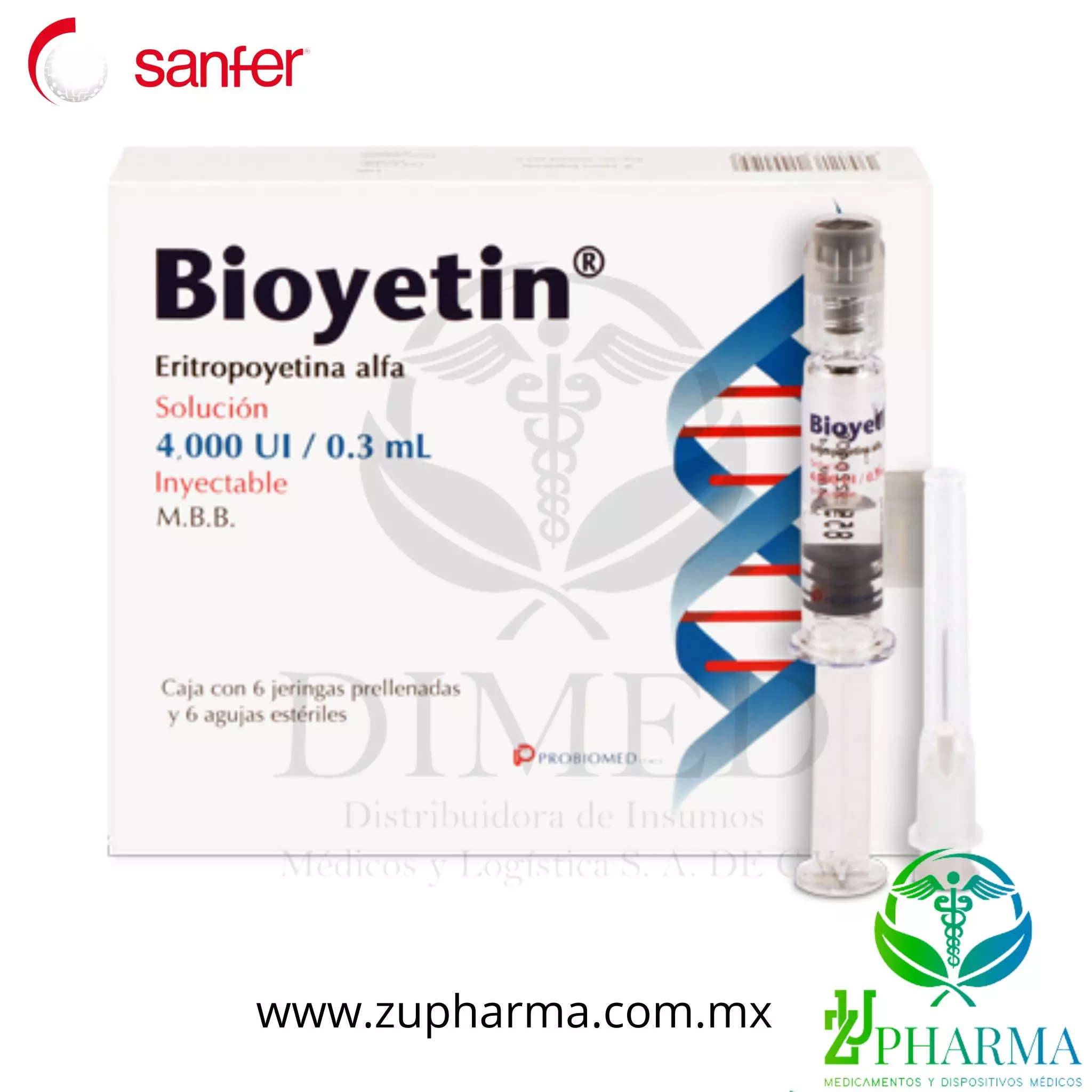BIOYETIN 4000 UI/0.3 ML C/6 JERINGAS PRELLENADAS - Zupharma